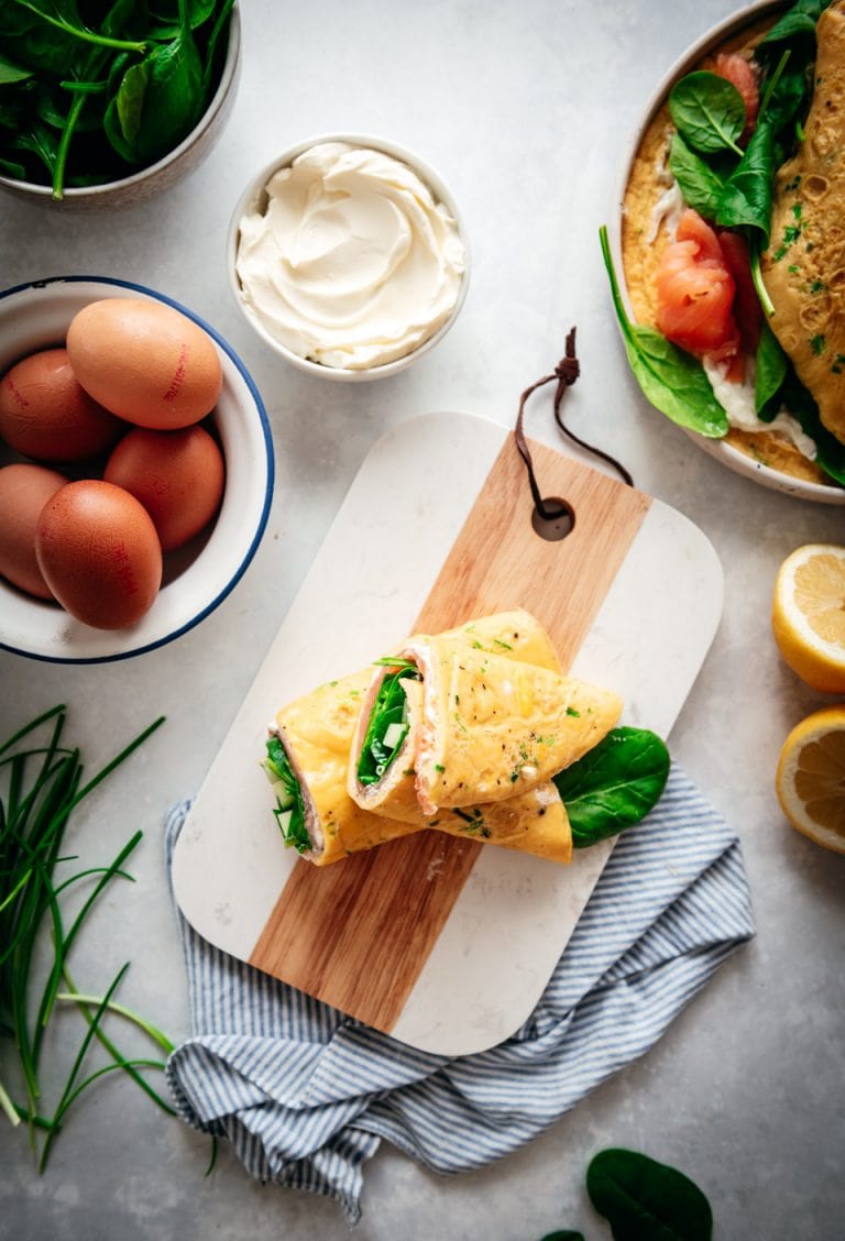 Omelet wrap met zalm | Eef Kookt Zo